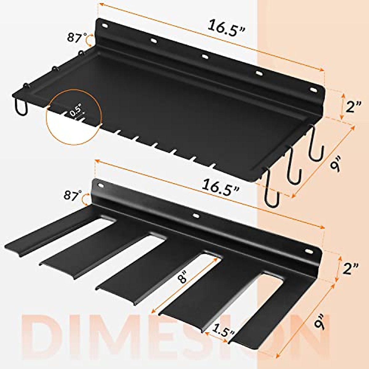 P-Aladin Power Tool Organizer, Drill Holder with 6 Hooks, Charging Station with Bit Storage Rack Shelf Wall Mount, Holds 4 Drills, Batteries, Tools for Garage, Home, Workshop, Shed
