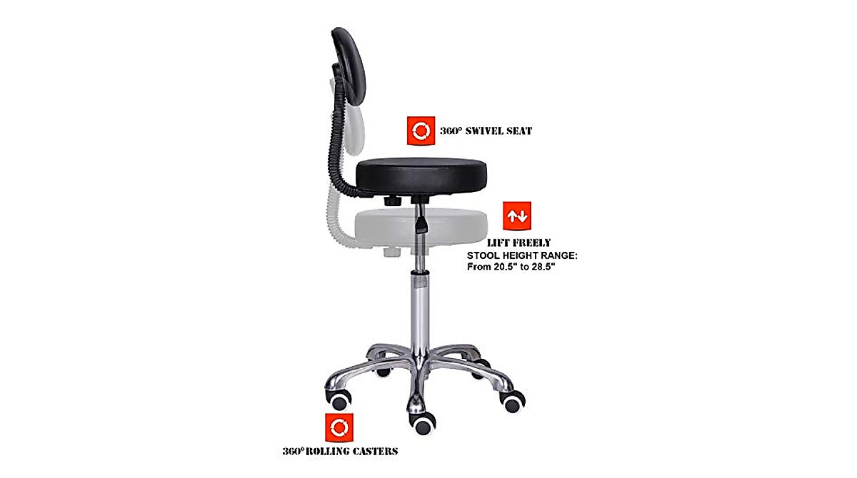 Adjustable Rolling Swivel Stool Chair - Heavy Duty 350lb Cap