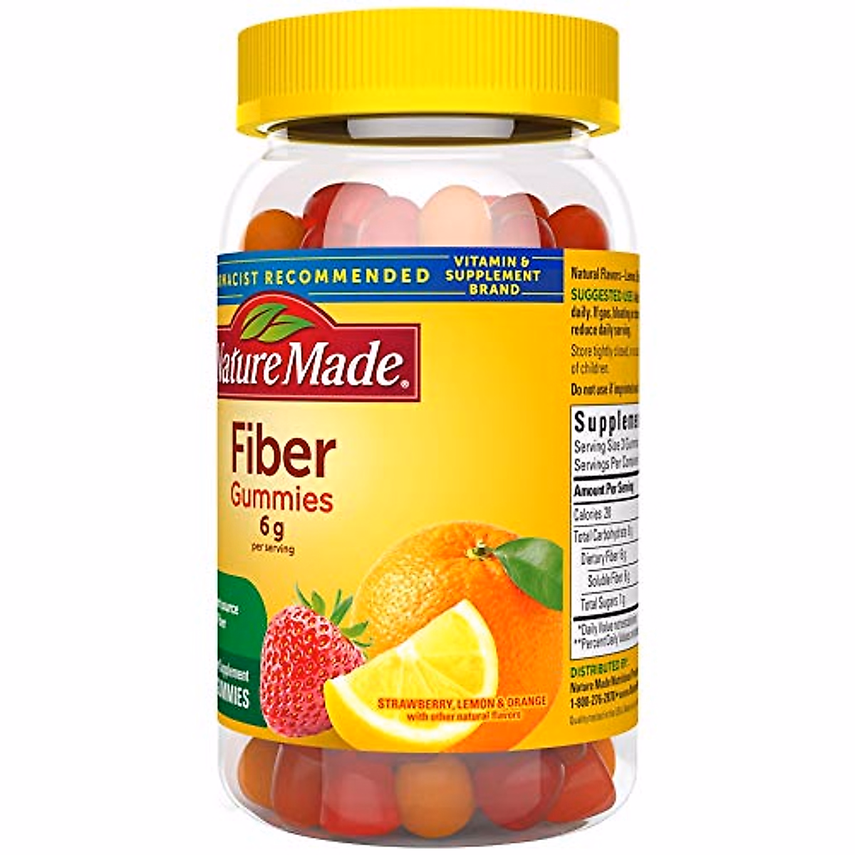 Nature Made Fiber 6 g, Dietary Supplement for Digestive Health Support, 90 Fiber Gummies, 30 Day Supply