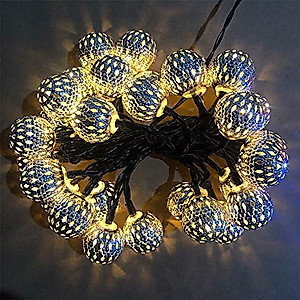 WESSD Solar Powered String LED Globe String Lights, Outdoor Starry Lights, Moroccan Fairy Lights, Backyard Lamp for Home, Garden, Party, Festival Decoration