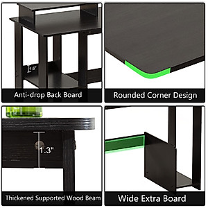 WOODYNLUX Computer Desk with Writing Storage-Shelf for Home-Office 43.4 inch Modern Simple Style Corner Laptop Table Desk for Writing Studying Working Gaming with Monitor Stand Space Saving.