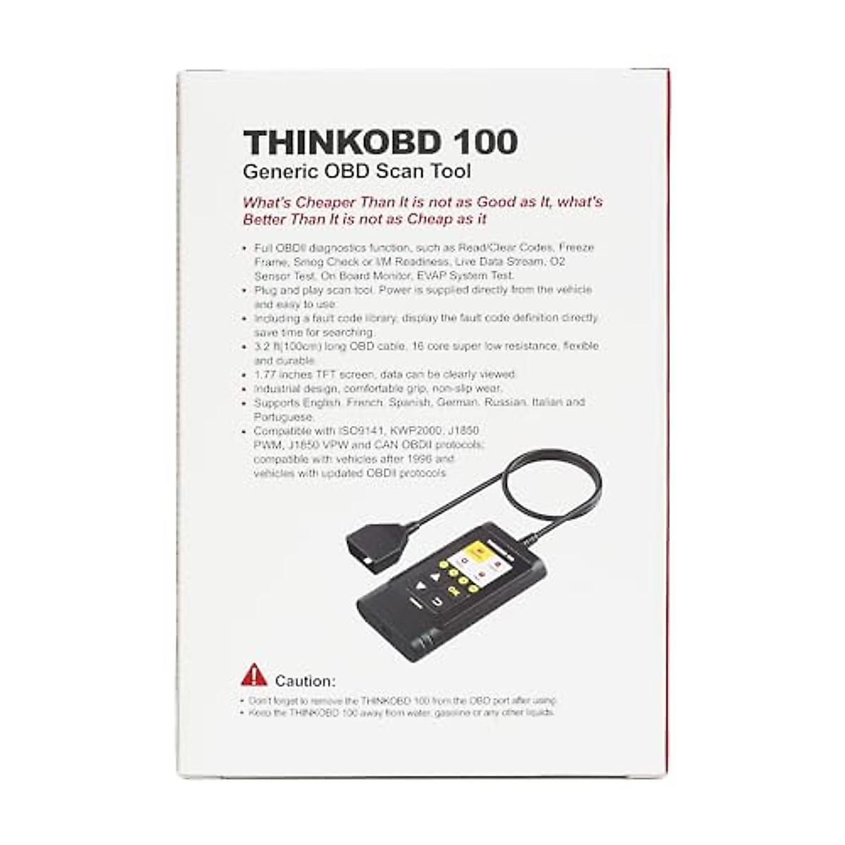 THINKCAR OBD2 Scanner, THINKOBD100 Engine Fault Code Reader with Full OBD2 Functions,O2 Sensor/Smog Test CAN Diagnostic Scanner Tool for All OBDII Protocol Cars Since 1996,Lifetime Free Update