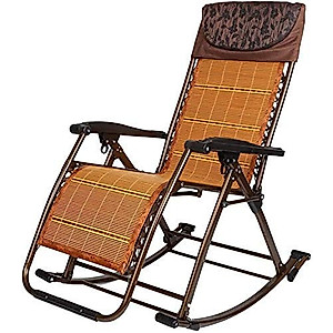 Lounge Chair, Sun Lounger Garden Chairs Zero Patio Chairs Reclining for Heavy People Folding Sun Lounger Outdoor Beach Camping Portable Chair Home Lounge Chair with Bamboo Pad (Color, Black),Brow (Si