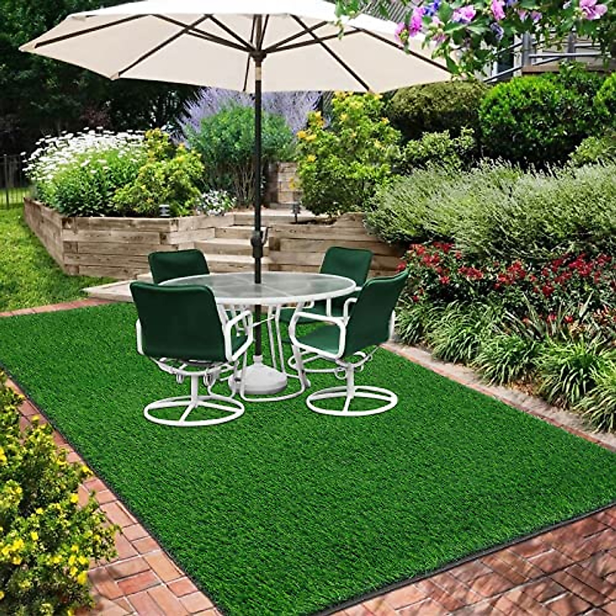 U'Artlines Artificial Grass Rug 4FTX6FT(24 Square FT), 1.2 Inch Realistic Grass Turf Thick Fake Faux Grass Carpet Patio Mat Indoor Outdoor Lawn Landscape for Dogs Garden Backyard Balcony