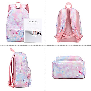 BGS BIGSUCS Girls Backpack for Kids Butterfly School Backpack Preschool Kindergarten Elementary School Bag with Insulated Lunch Tote and Pencil Pouch