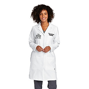 INK STITCH Custom Women WW4172 Custom Embroidered Logo Texts Long Lab Coat - XL White