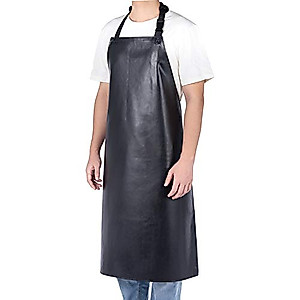 Homsolver Heavy Duty Vinyl Waterproof Apron for Unisex Adult, Ultra Lightweight, Industrial Apron, Black