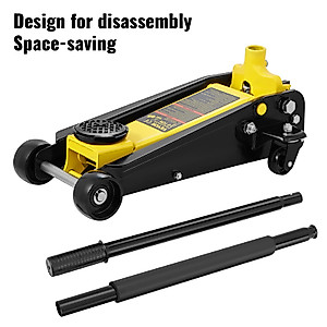 VEVOR 3 Ton Low Profile Floor Jack for All Terrain Vehicles, Heavy-Duty Steel Racing Jack with Quick Lift Pump, 5.12"-20" Lifting Range, 3.0 tons