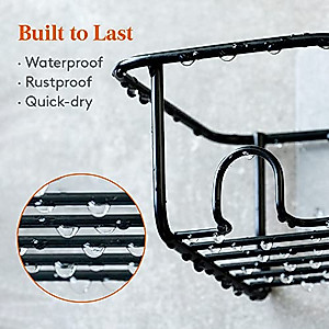 Lifewit Shower Caddy, Rustproof Stainless Steel Shower Organizer, No Drilling Traceless Adhesive Shower Shelves For Bathroom & Kitchen Storage, 2-Pack Shower Shelf (Matte Black)