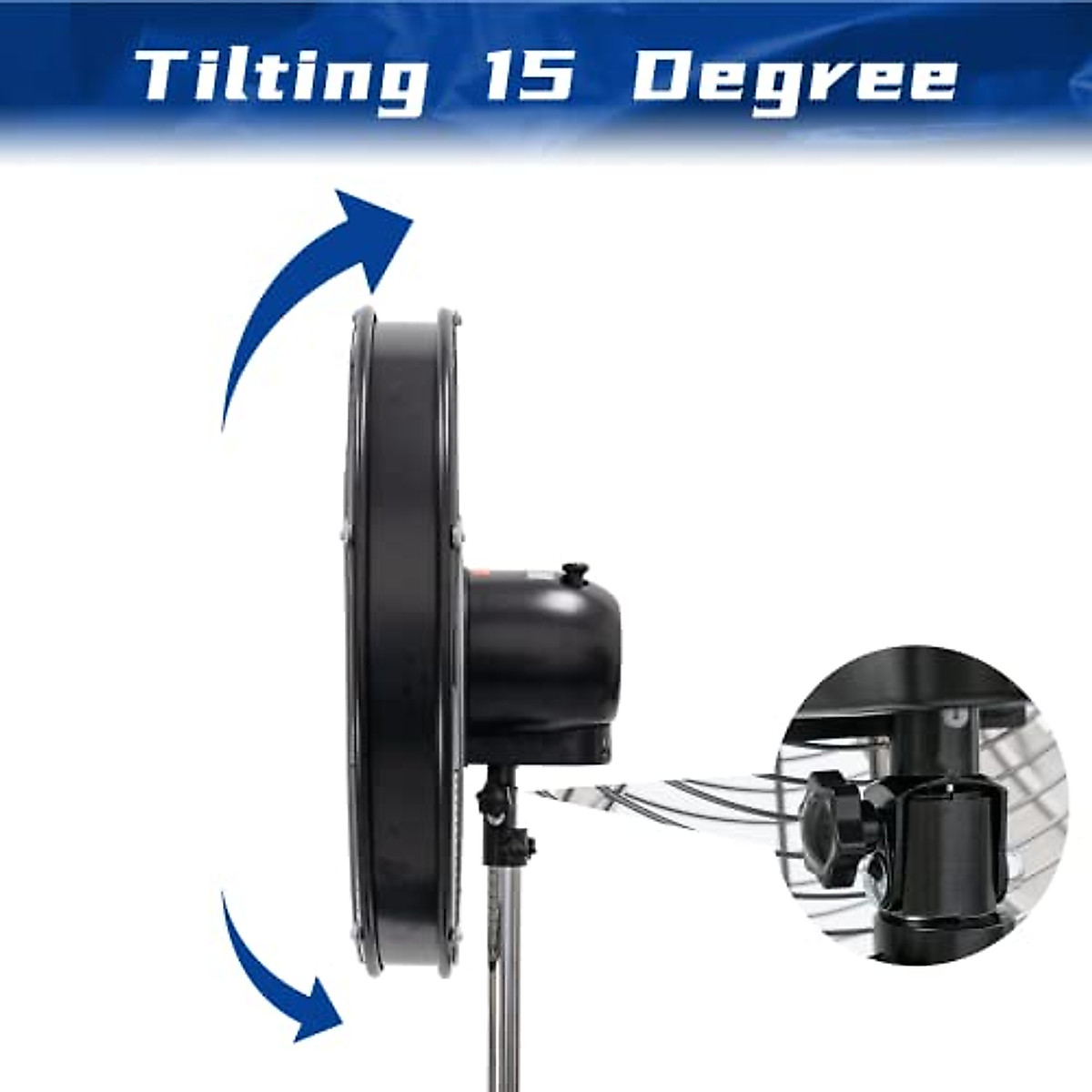 HICFM 5000 CFM 20 inch Heavy Duty High Velocity Pedestal Oscillating Shroud Fan with Powerful 1/5 Motor, 6ft Power Cord and Oscillation for Workshop, Garage, Commercial or Industrial rooms - UL Listed