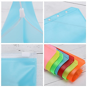 24Pcs A6 Binder Pockets 6 Holes Zipper Binder Pouch for Cash,ID Card,Credit Card, 8 Colors