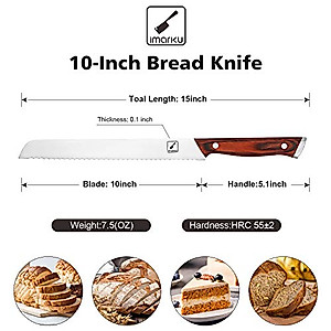 imarku Serrated Bread Knife 10 Inch - High Carbon Ultra Sharp Stainless Steel Kitchen Knife Mothers Day Gifts