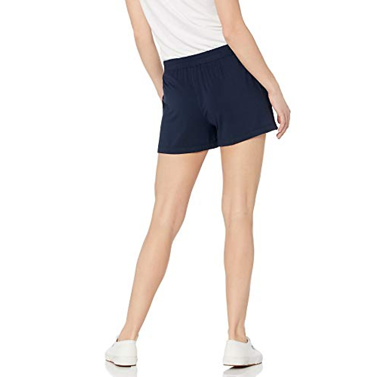 Amazon Essentials Women's Classic-Fit Knit Pull-On Short, Navy, Small