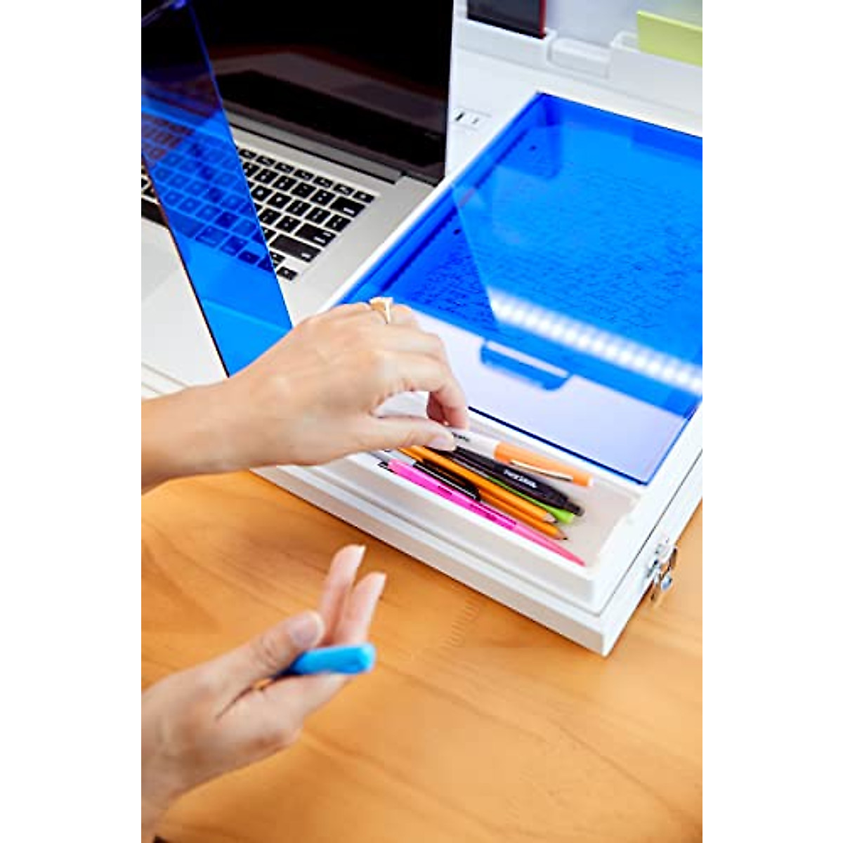 Worky 15-in-1 Home Office Portable Workstation Desk with Built-in Storage, 3.5" D x 26" W x 16.5" H, 14 Lbs, White