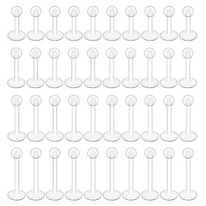 Ruifan 40PCS 16G 6mm 8mm 10m 12mm Clear UV Flexible Acrylic 3mm Ball Labret Monroe Lip Ring Tragus Helix Cartilage Earring Stud Barbell Piercing Jewelry