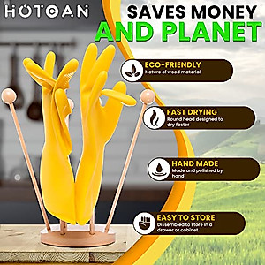 HOTCAN Plastic Bag Drying Rack, Reusable Bag Drying Rack, Bottle Drying Rack Space Saving for Kitchen, Bottle Dryer Rack, Beech Wood Drying Rack, Easily Assembled and Disassembled for Storage