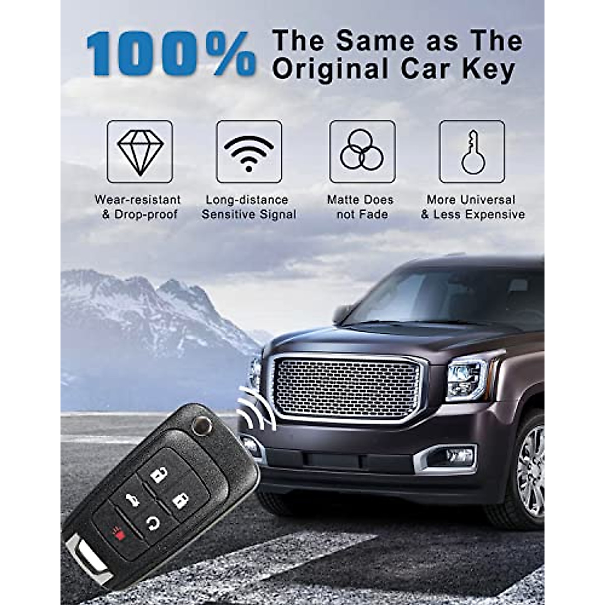 CAUORMOTE Keyless Entry Remote Flip Car Key Fob for Chevy Cruze Camaro Equinox Impala Malibu Sonic (OHT01060512), Set of 2