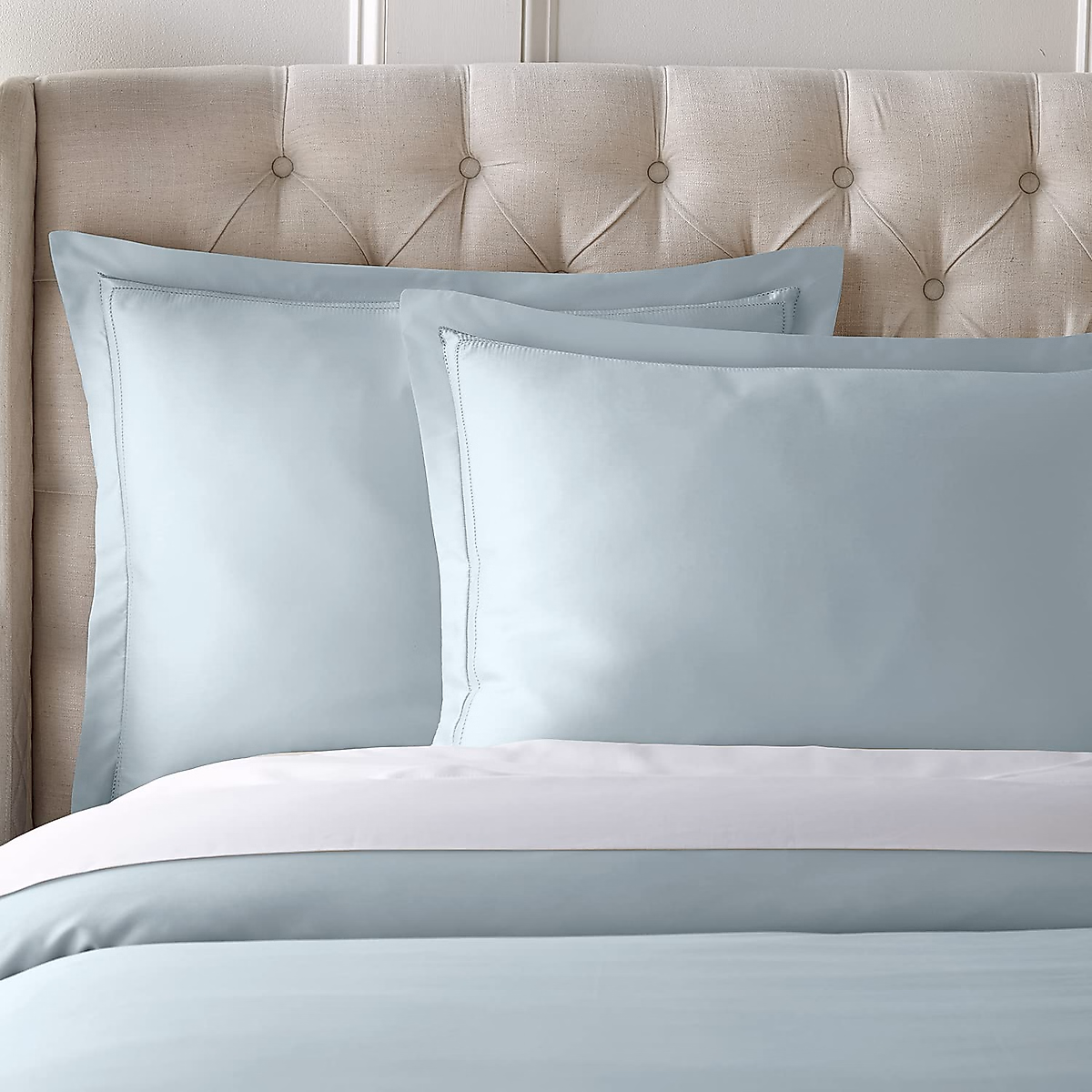 Pure Parima Luxury Duvet Cover Set 100% Certified Egyptian Cotton, Cool Breathable Ultra Soft Double Hem-Stitched Sateen Weave, Hidden Zipper Closure 1 Duvet Cover and 2 Pillow Shams (Spa, Queen)