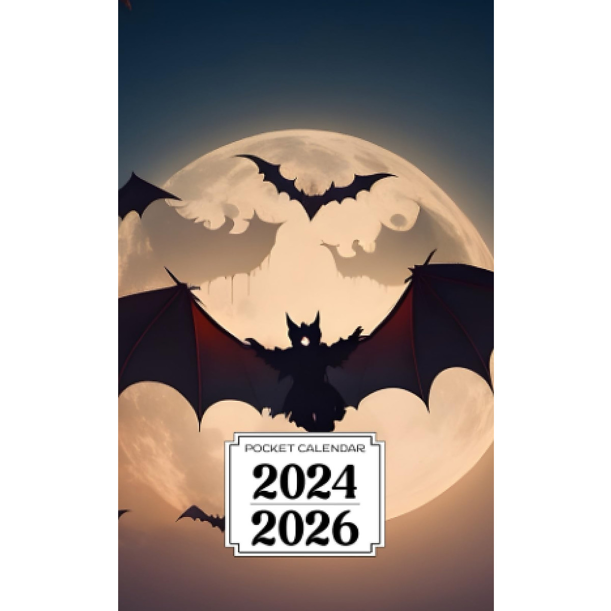 Pocket Calendar 2024-2026: Two-Year Monthly Planner for Purse , 36 Months from January 2024 to December 2026 | Halloween bat silhouette
