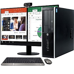 HP Elite SFF Computer Desktop PC, Intel Core i5 3.3GHz, 16GB Ram, 128GB M.2 SSD, 1TB Hard Drive, Wireless Keyboard & Mouse, WiFi | Bluetooth, HP 27-inch FHD Monitor, Webcam, Windows 10 (Renewed)