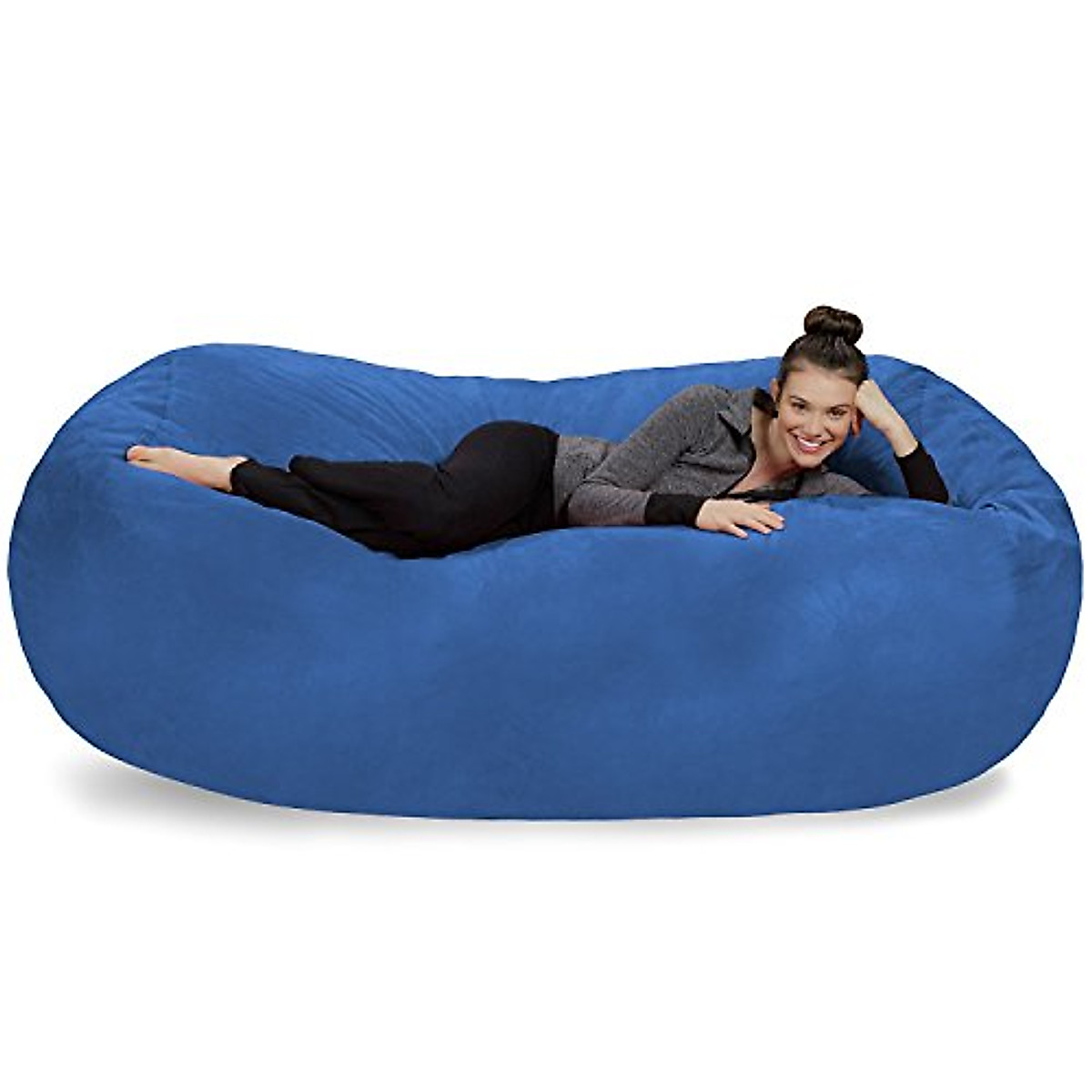 Sofa Sack Bean Bag Lounger - Plush Bean Bag Sofas with Super Soft Microsuede Cover - XL Memory Foam Stuffed Lounger Chairs for Kids, Adults, Couples - Jumbo Bean Bag Chair Furniture - Royal Blue 7.5'