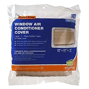 Frost King, Large, fits units up to 20" x 28" AC11H Indoor Quilted 2-Piece Standard Air Conditioner Cover, 20in Wide x 28in Long, Beige