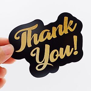 200PCS Unique Thank You Cards Small Business, Black Gold Thank You Cards for Small Business, Double-sided Printing Package Insert Notes for Small Business Owners Stores Online Retailers