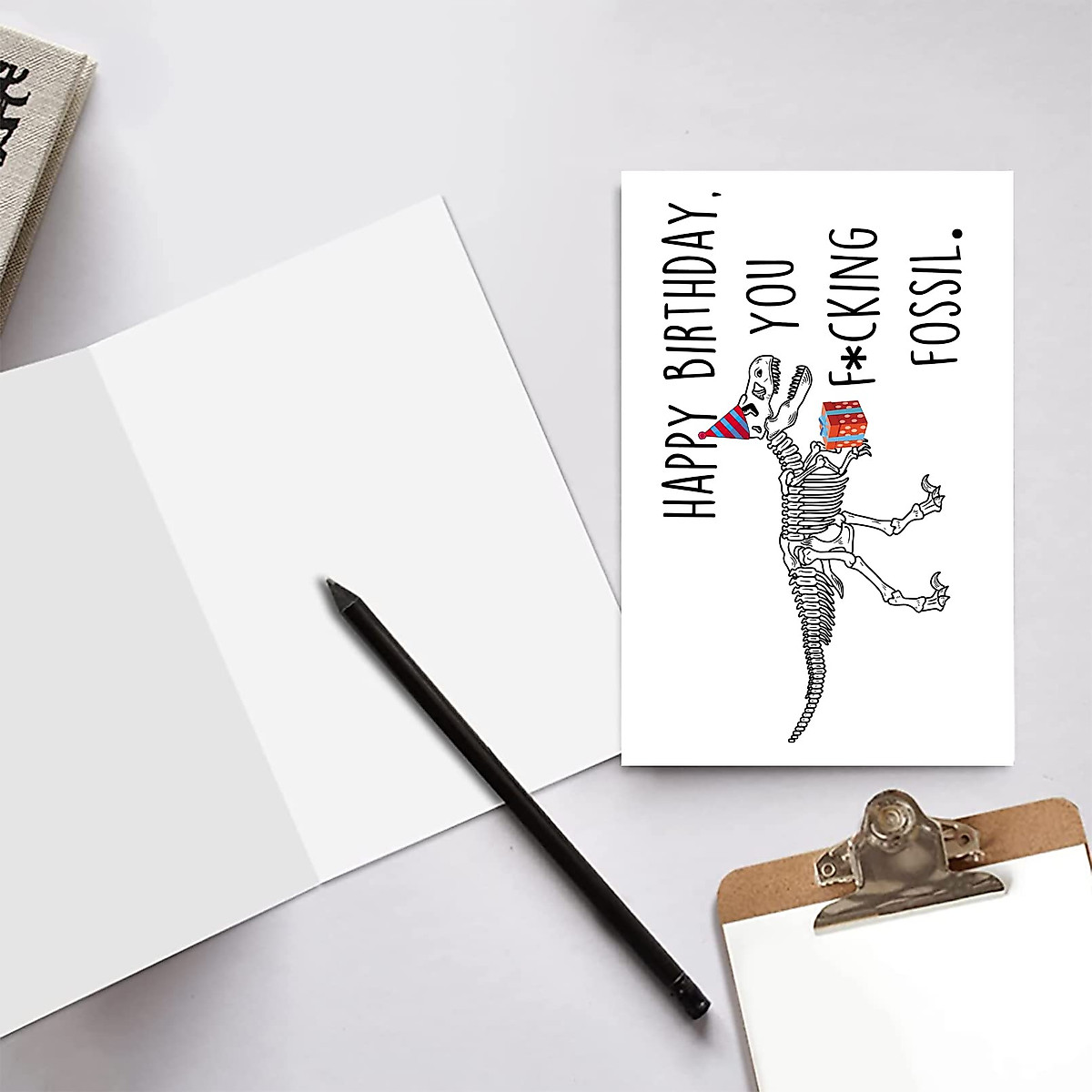 VvOoOvV Funny Birthday Card Gifts for Men Women, Cute Dinosaur Birthday Cards from Grandson Granddaughter for Grandparents, Humor Getting Older Bday Gift for Him Her, Happy Birthday You Fossil