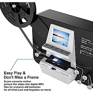 8mm & Super 8 Film to Digital Converter, Film Scanner Digitizer with 2.4" Screen, Convert 3”5”7”9”Reels View Frame by Frame into 1080P Digital MP4 Files,Sharing & Saving on 32GB SD Card