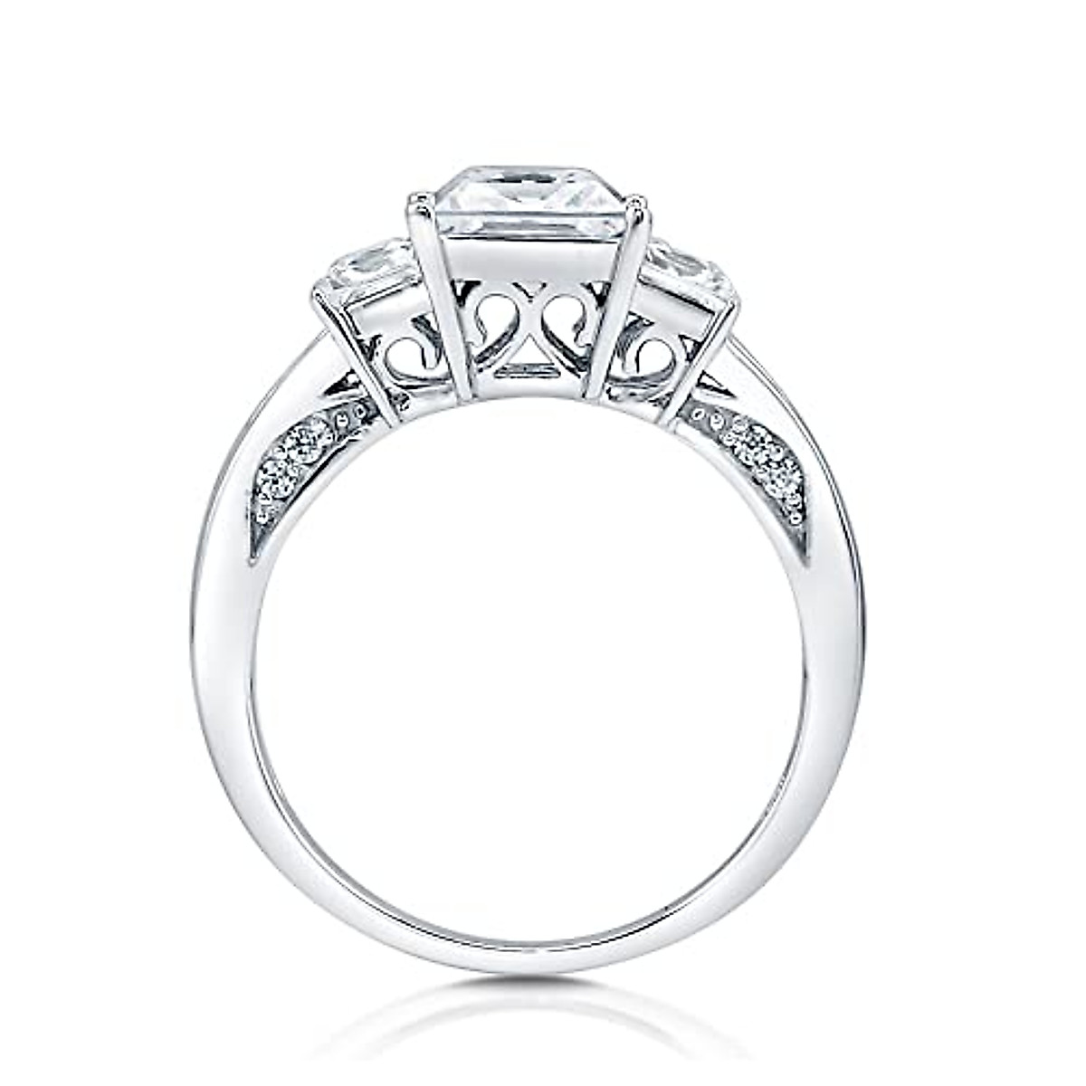 ZLAEBL Sterling Silver Princess Cut Moissanite 3-Stone Anniversary Promise Ring Wedding Engagement Rings For Womens 2 Carat (ctw) 6