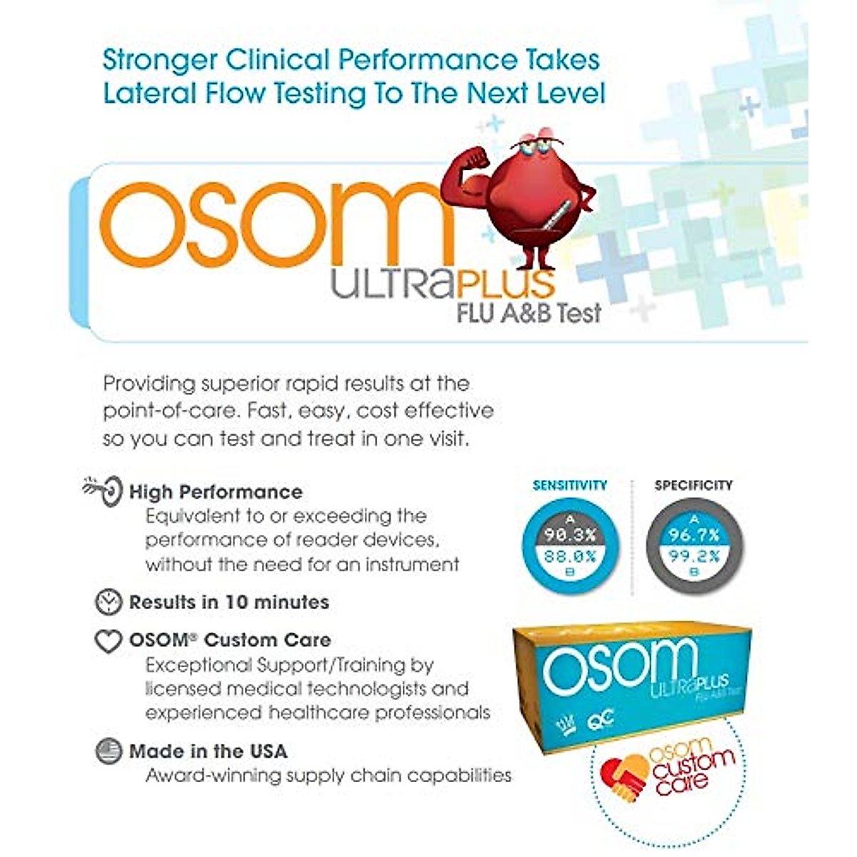 Sekisui Diagnostics Osom Ultra Plus Flu A&B Test Kit, 25 tests plus 2 additional tests for external QC