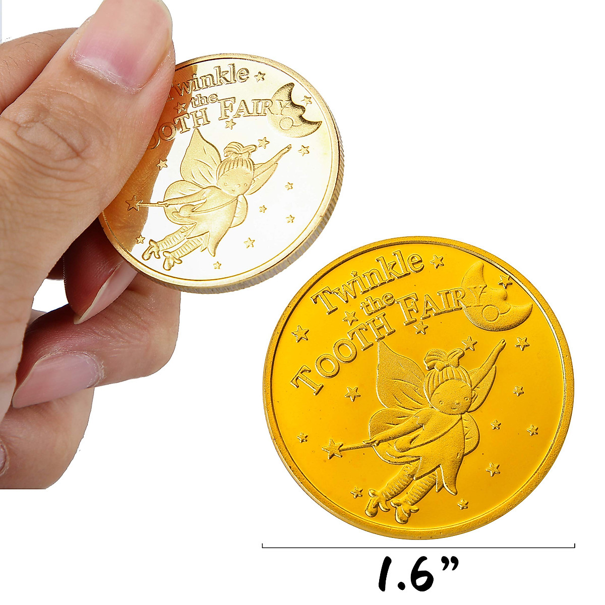 PROLOSO 8 Pcs Golden Tooth Fairy Coins Novelty Gift Coins Tooth Fairy Money for Lost Tooth Kids