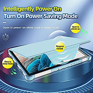 Stand Tablet Cover Lightweight Rugged Shockproof Compatible with Samsung Galaxy Tab A8 10.5 inch 2021 (SM-X200/X205) Tablet Case,Folding Stand Folio Cover Protective with Shoulder Strap/Auto Sleep Wak