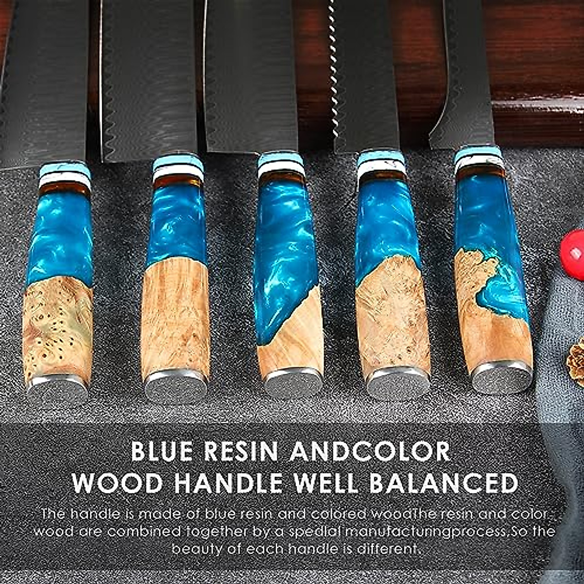 Kuwata Santoku Knife, Professional Japanese VG-10High Carbon Stainless Steel Damascus Kitchen Santoku Chefs Knife, Ergonomic Wood Knife Handle, Super Sharp Chef's Knives with Gift Box