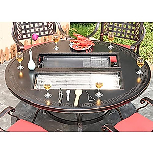 SUNESA Outdoor Cast Aluminum Tables Domestic Charcoal Barbecue Table Electric Oven Courtyard Terrace Garden Leisure European Table (Without Chair)