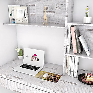 Yifely Old Fashion Newspaper Furniture Paper Adhesive Shelf Liner Locker Sticker 17.7 Inch by 9.8 Feet