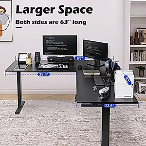 OUTFINE L Shaped Triple Motor Height Adjustable Standing Desk Electric Triple Motor Home Office Stand Up Computer Workstation