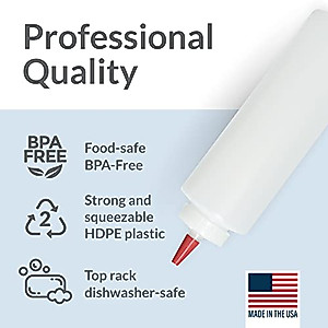 Pinnacle Mercantile Plastic Squeeze Condiment Bottles with Red Tip Cap 16-ounce Set of 6 Wide Mouth