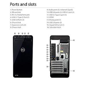 Dell XPS 8930-7814BLK-PUS Tower Desktop - 8th Gen Intel Core i7-8700 Processor, 32GB DDR4 RAM, 1TB Hard Drive + 16GB Intel Optane Memory, 6GB Nvidia GeForce GTX 1060, DVD Burner, Windows 10 Pro, Black