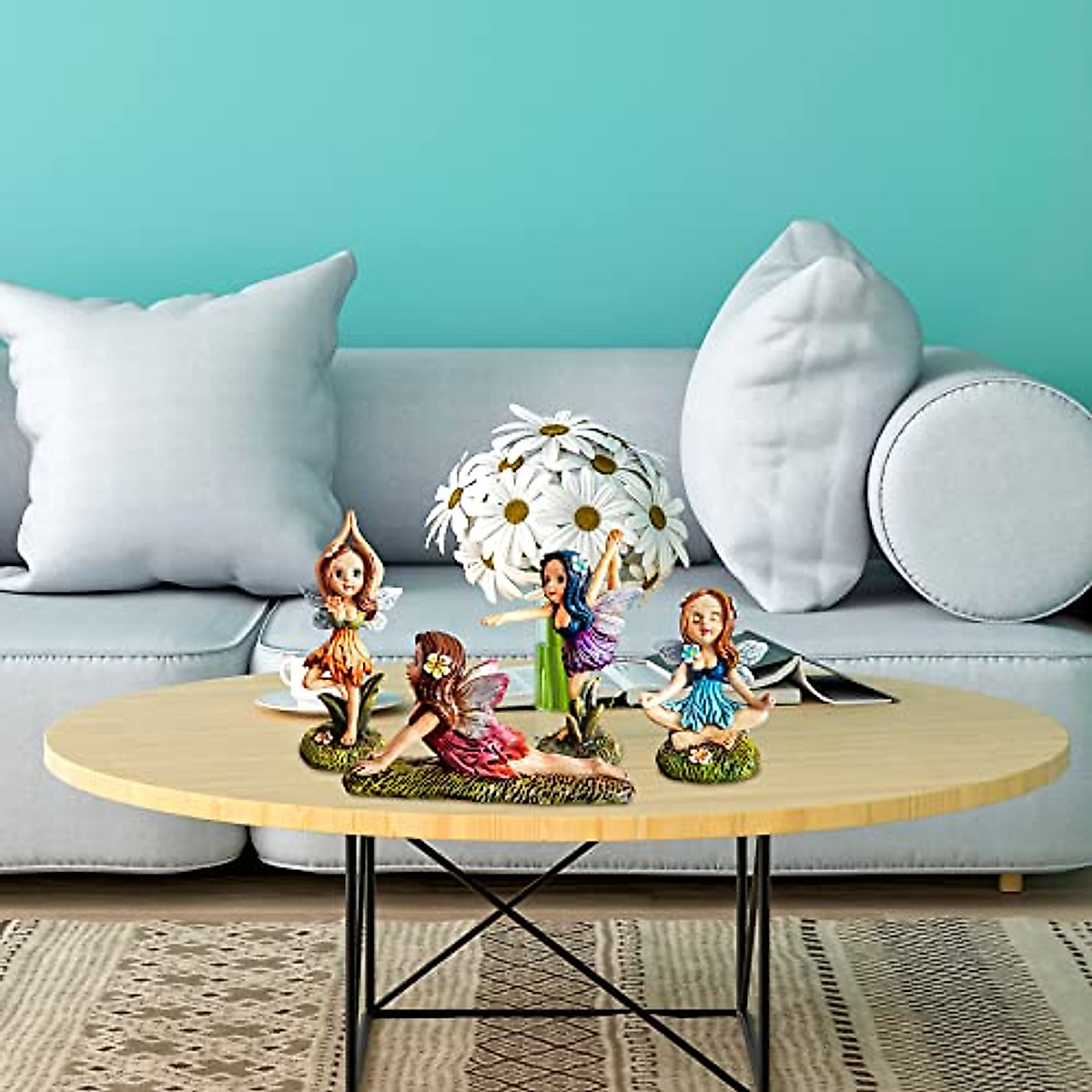 Mosama Fairy Garden 4pcs Yoga Fairy - Miniature Fairy Garden Accessories Outdoor or Indoor - Decorate Yours - Present as a Gift - Get Yoga Inspiration with Our Fairy Figurines