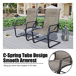 PatioFestival Patio Dining Chairs High Back Patio Chairs C-Spring Motion Chairs,Textilene Fabric & Black Metal Frame,2 Pieces Outdoor Furniture for Yard, Garden, Backyard, Deck, Bistro（Grey）