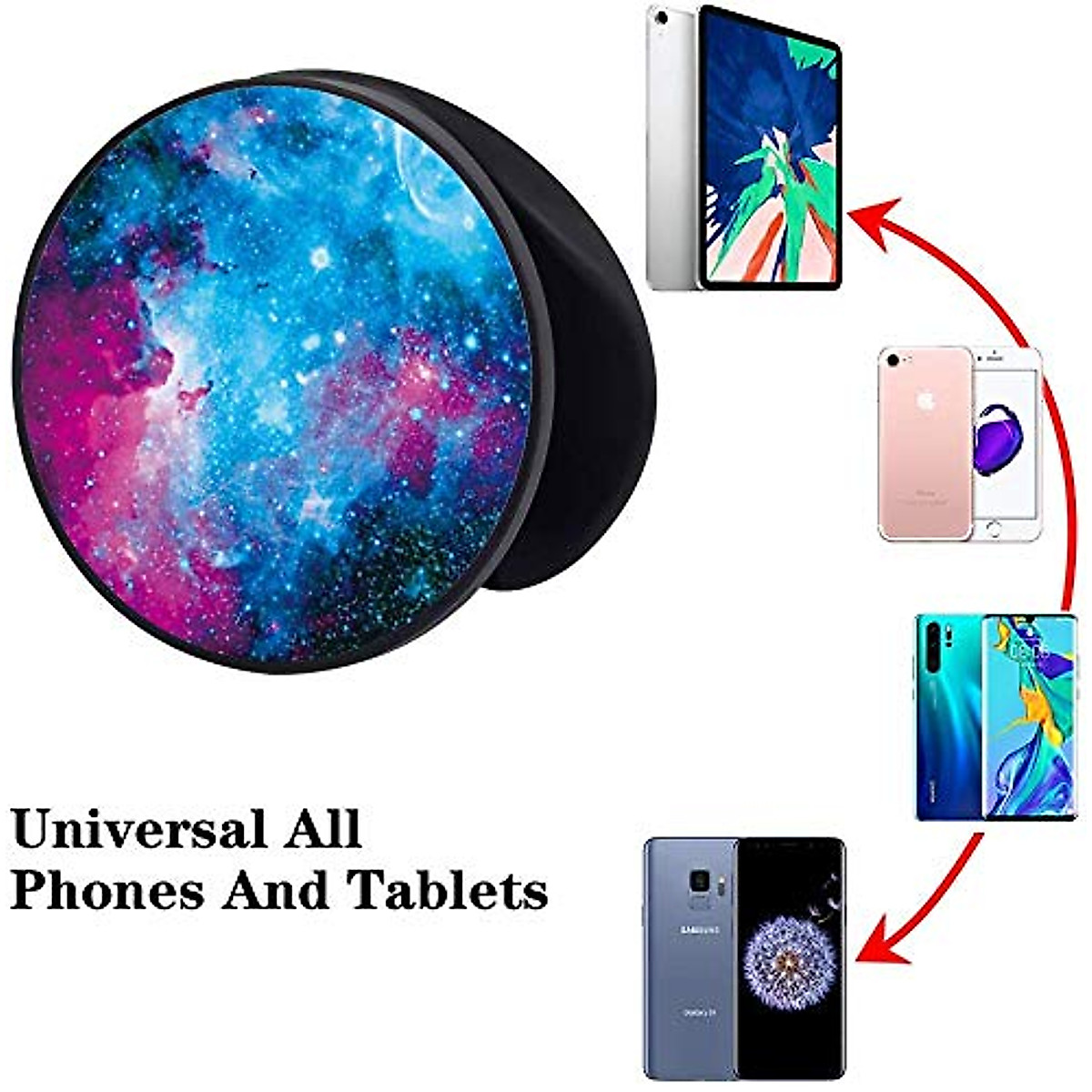 4 Pack Foldable Expanding Cell Phone Finger Stand Holder Compatible with All Smartphones and Tablets Purple Galaxy Starry Sky Nebula