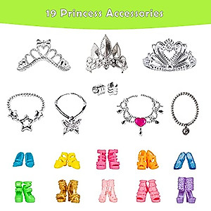 Doll Clothes and Accessories 39 Pack, 2023 Newest Unique & Fashion Forest Fairy Dress for Dolls, 10 Fairy Dress, 10 Mini Dress and 9 Accessories, 10 Shoes