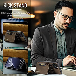 SZHAIYU Leather Wallet Phone Cases Compatible with iPhone 14 Pro Max Case with Card Holder Men 6.7'' 2 in 1 Detachable Back Cover (Coffee,IP 14 Pro Max)