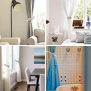 NICEEC 2 Pack Mini Magnetic Curtain Tiebacks Nordic Simple Style Drape Tie Backs Elegant Hand Weave Rope Knot Decorative Curtain Holdbacks for Home & Office Thin Window Drapery (Beige)