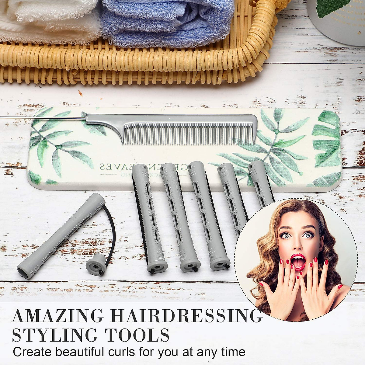 WILLBOND 36 Pieces Cold Wave Rod Hair Perm Rods Hair Rollers Perming Curlers with Steel Rat Tail Comb for Hairdressing Styling