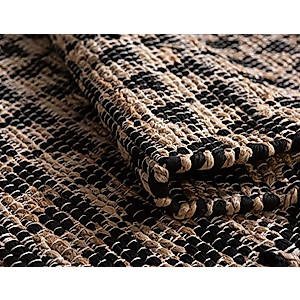 Unique Loom Chindi Jute Collection Geometric, Bohemian, Modern, Triangles, Casual Area Rug (4' 0 x 6' 0 Rectangular, Black/Natural)