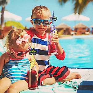 24 Pcs Truck Themed Straws 6 Styles Crazy Straws Reusable Colorful Twisty Plastic Drinking Straws Truck Birthday Party Race Car Party Supplies Baby Shower Favors for Kids Boys