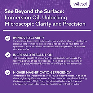 Volu-Sol Microscope Immersion Oil - Type A (Low Viscosity), Safe for All Lenses, Precision PP Polycone 150 centisokes - Enhance Microscopy Clarity for Microscope Slide | Clear Vision 125mL / 4oz