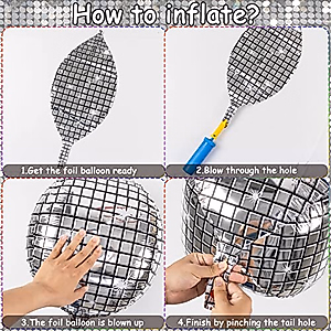 20Pcs Disco Ball Balloons Different Sizes- 4D Large Disco Balloons 32” 22” 10 Inch Assorted Round Metallic Silver Disco Mylar Balloons for 70s 80s Disco Themed Birthday New Year's Party Decor Supplies